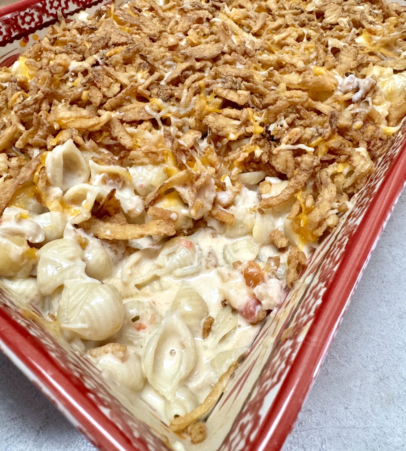 Easy & Quick Chicken Spaghetti Shells Casserole - The Lazy K Kitchen