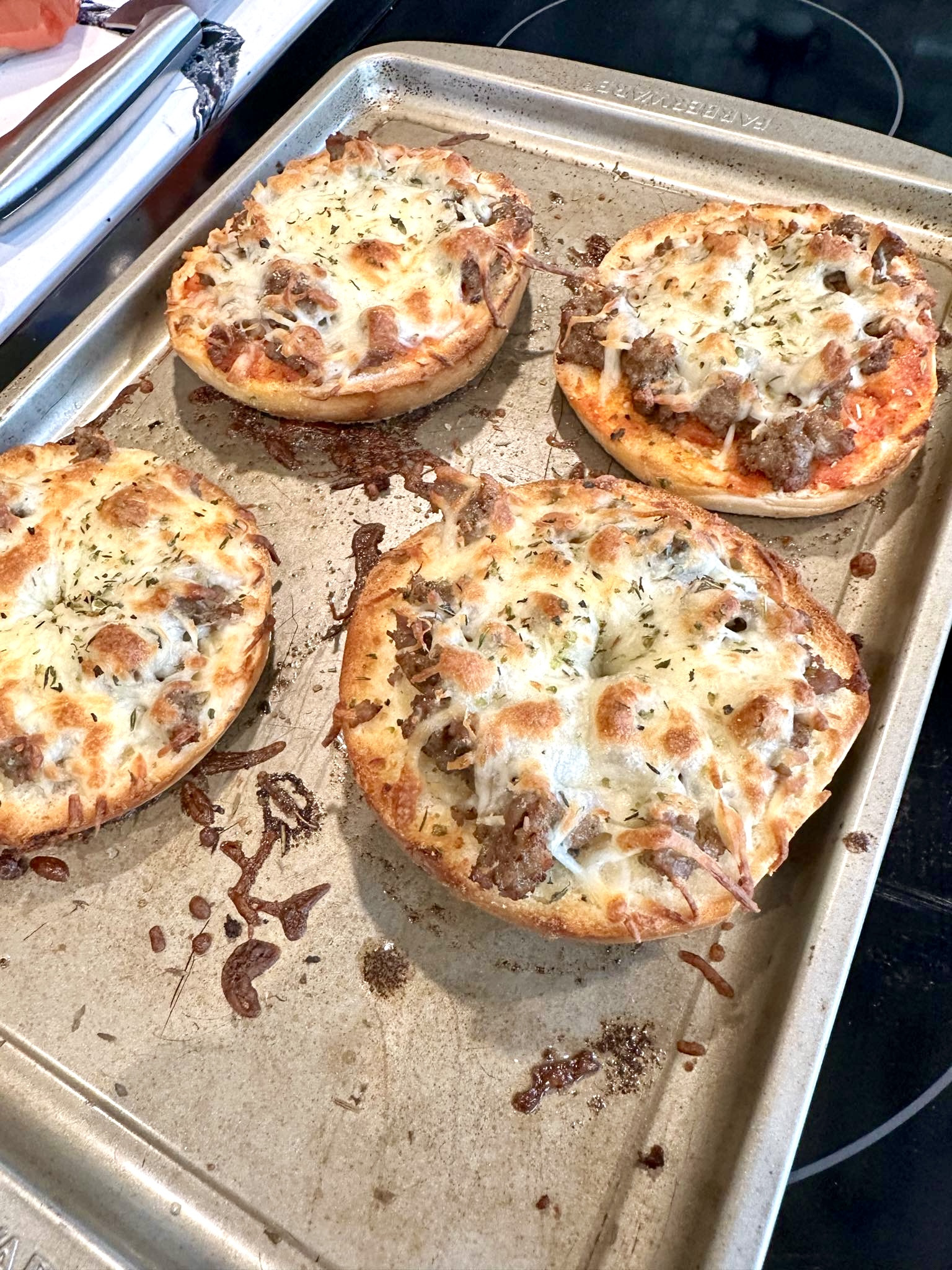 Garlic Butter Crusted Bagel Pizzas - The Lazy K Kitchen