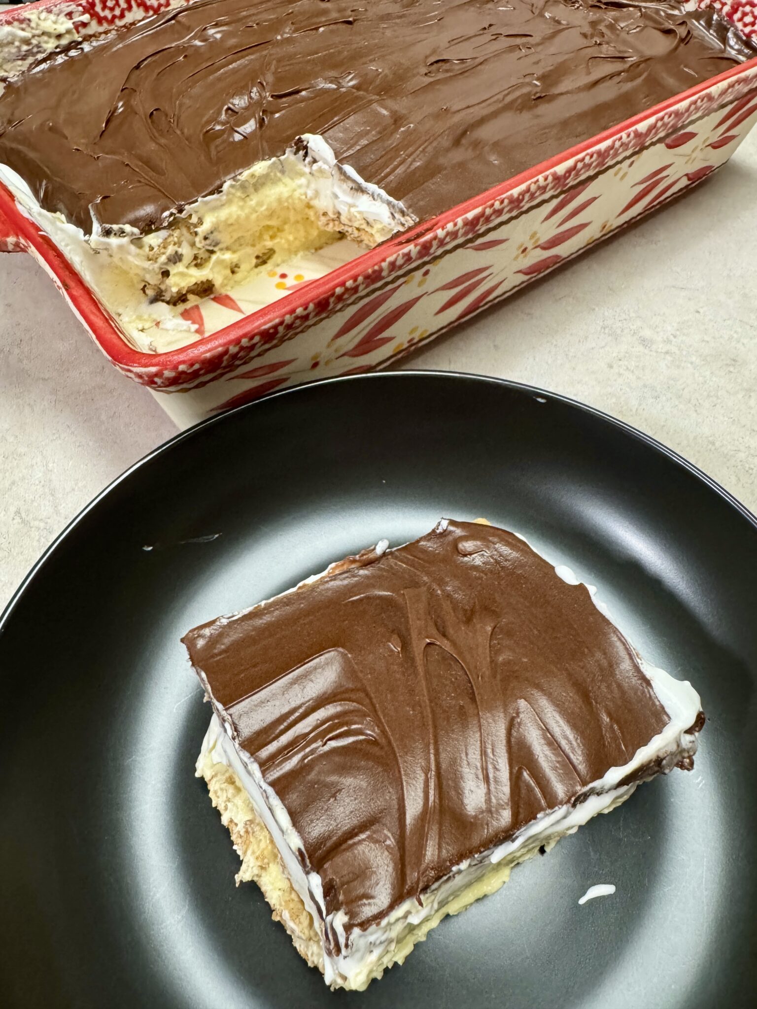 No Bake Eclair Cake - The Lazy K Kitchen
