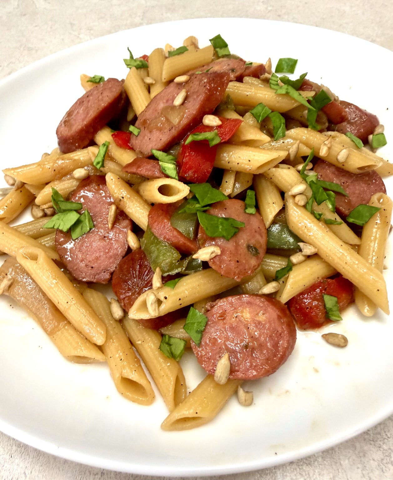 Asian Sausage Pasta Skillet Meal - The Lazy K Kitchen